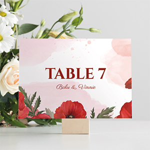 Bright Poppy Table number I Personalised Quality print
