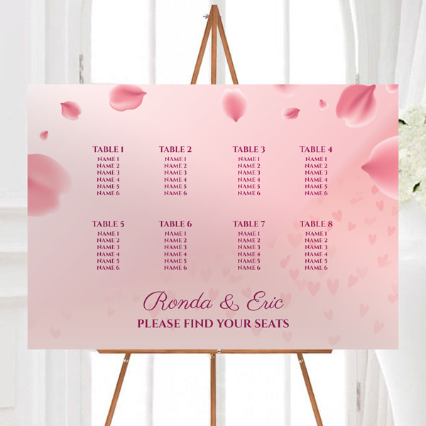 Romance Wedding Seating Chart Design and Printing