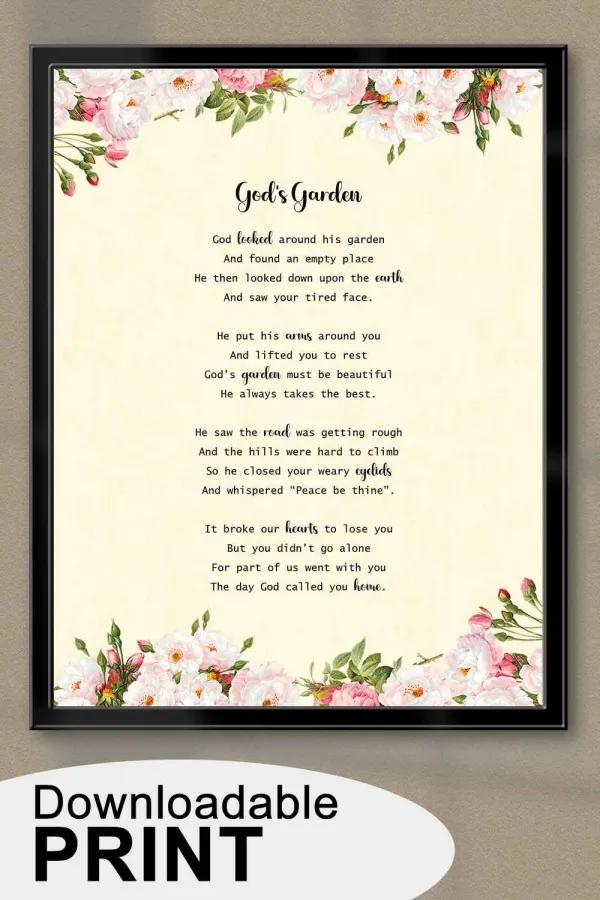 God's Garden Poem by Melissa Shreve
