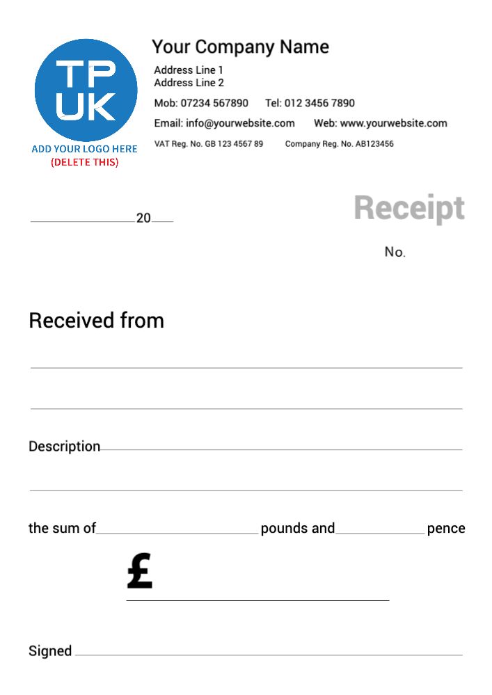 Receipt Template | Design online FREE | TradePrintingUK