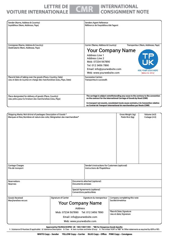 CMR Delivery Note Templates | Design online for FREE