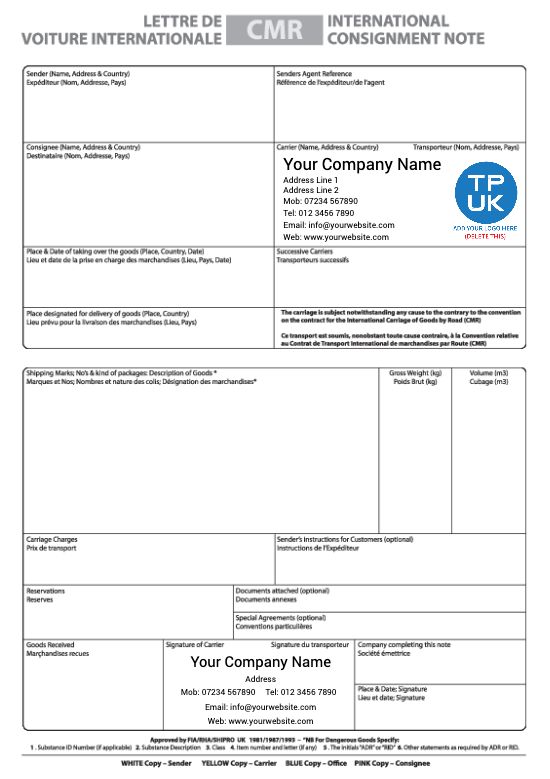 CMR Delivery Note Templates | Design online for FREE