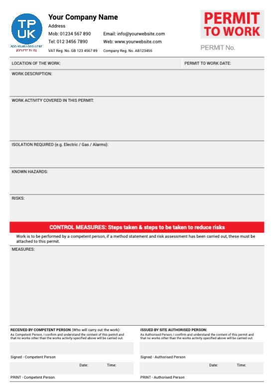 Permit to Work Template | Design online for FREE