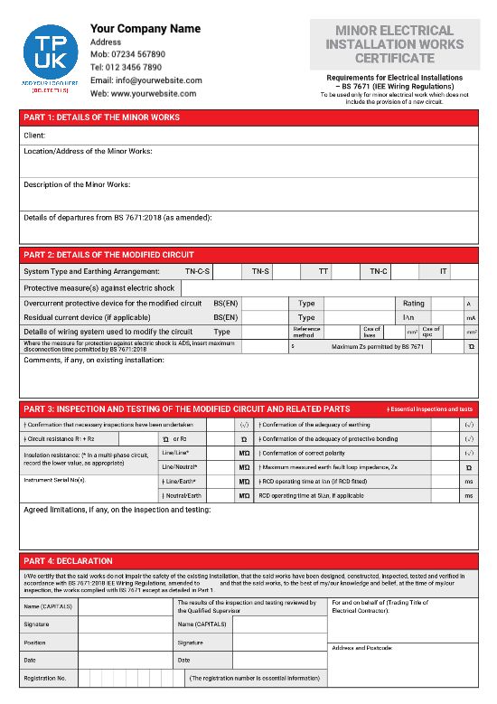 Minor Electrical Installation Works | Design online