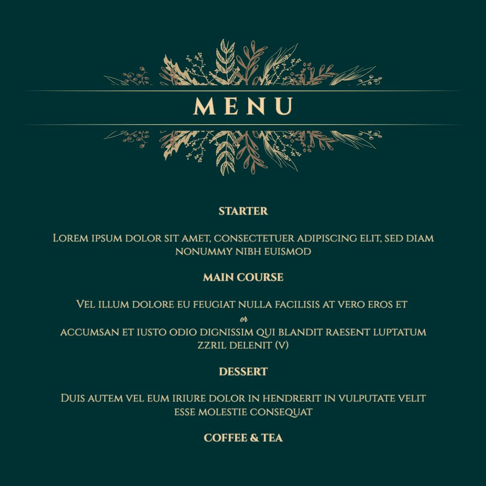 Explore Custom Wedding Menu Templates & Personalize Instantly